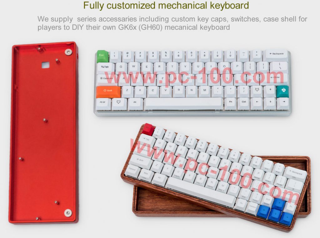 GH60 programmable mechanical keyboard with RGB back light and pluggable ...