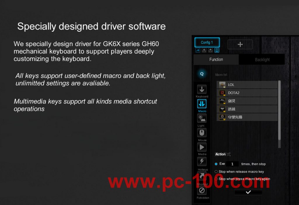 GH60 programmable mechanical keyboard with RGB back light and pluggable ...