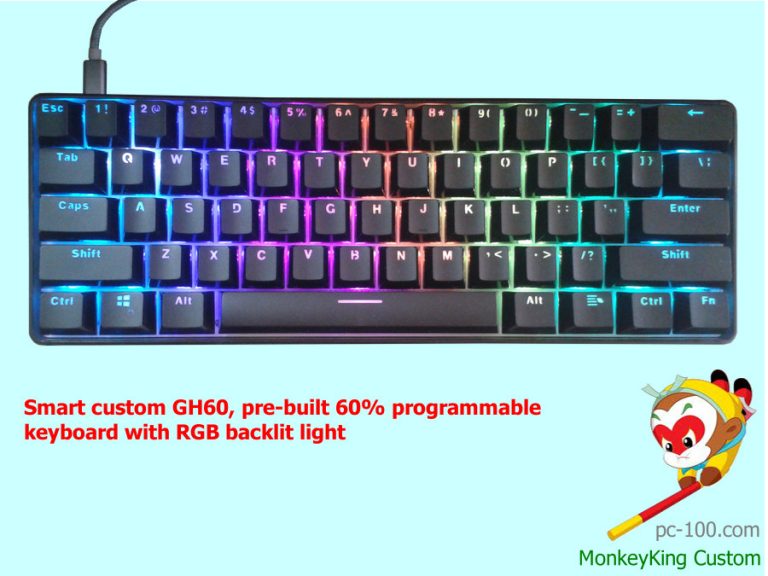 small 60% mechanical keyboard with full RGB programmable, smart custom ...
